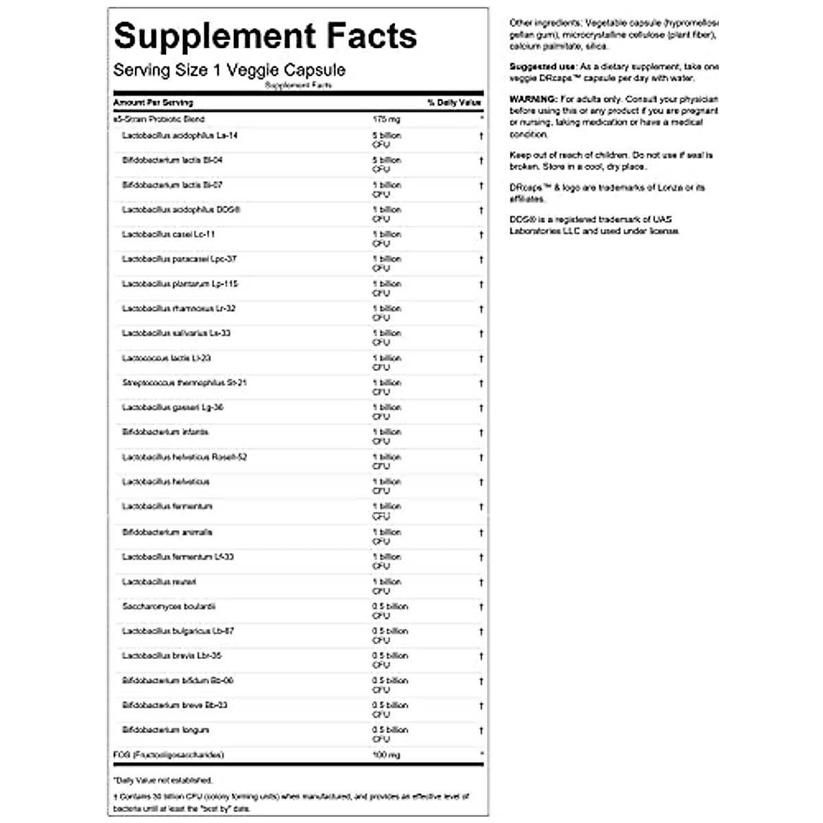 Swanson Epic-Pro 25-Strain Probiotic 30 Billion CFU Digestive Health Immune System Support Prebiotic Nutraflora FOS 30 DRcaps Veggie Capsules (Caps) (4 Pack)