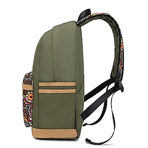 Swacort Backpack for School Women Canvas Travel Laptop Backpacks for Boys Girls Schoolbag Toddler Kids Bookbag Casual Lightweight Back Pack Cute Carry on Tactical Daykpack Army Green