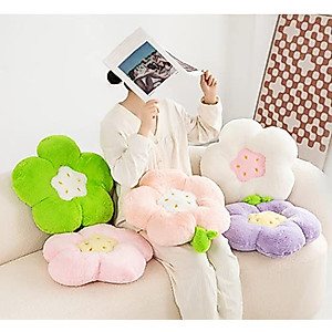 HXIYAN Flower Shaped Pillow Super Soft Cushion Plush Waist Cushion Flower Floor Cushion Lovely Room Decoration and Plush Pillow (19.6in*16.5in, White)