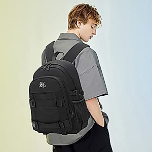 MIRLEWAIY Classical Casual Large Boys Daypack Black Travel Laptop Backpack School Bookbag Work Bag For College student water-resistent, Black