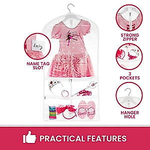 [Pack Of 2] Clear Dance Garment Bags For Dancers With Pockets