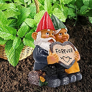 Garden Gnomes Outdoor Gnome Statue Couple in Love Collectible Figurine Lovers Romantic Statue Gnomes Garden Decorations for Patio, Yard, Lawn Ornaments, Home Décor…