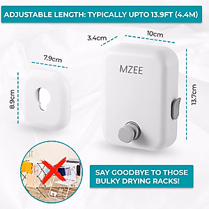 Retractable Clothesline for Indoor or Outdoor Use (White)