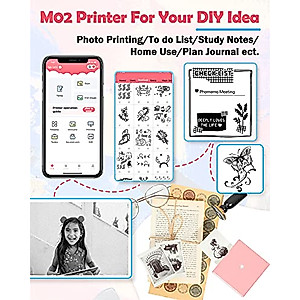 Phomemo M02 Pocket Printer- Mini Sticker Printer Bluetooth Inkless Thermal Photo Printer Compatible with Android iOS for Instantly Print Fun, Retro-Style Photos, Mini Life Assistant, Good Gift, Pink