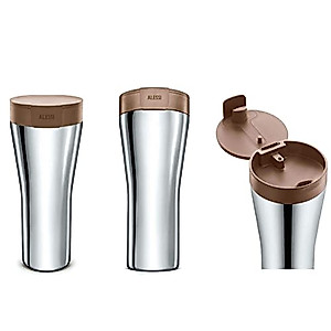 Caffa, Double wall travel mug in 18/10 stainless steel and thermoplastic resin, brown.