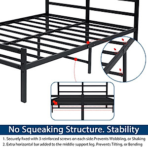 LUSIMO Full Bed Frame with Headboard Full Size Platform Bed with Storage 14 Inch Metal BedFrame No Box Spring Needed Heavy Duty Steel Slat Anti Slip Support Easy Quick Lock Assembly Black