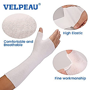 Velpeau Wrist and Thumb Spica Stockinette (Pack of 10) Comfy Arm Sock, Cotton Skin Protection Sleeve, Wrist Liner and Pre-Wrap Cover for Splints, Air Casts, Hand Brace(Medium)