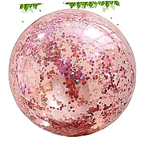 Kisangel Summer Decor Kid Swimming Pool Clear Beach Balls Mini Beach Balls Round Transparent Ball Pool Inflatables for Kids Sequins Decorate Flash Ball Child Water The Summer Ball Toy