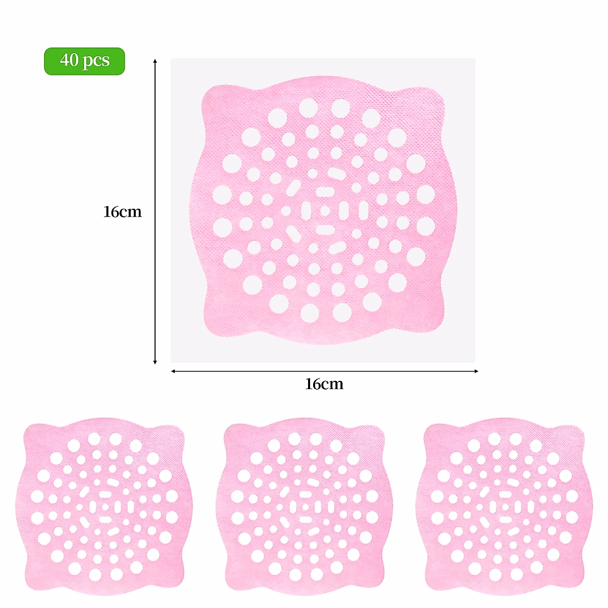 40PCS Disposable Shower Drain Hair Catcher,Large floor drain sticker,Shower Drain Mesh Sticker,Suitable for wash basin, kitchen sink, bathroom floor drain, bathtub(5.9" X 5.9")