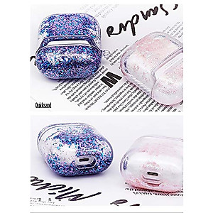 JIATAY Airpods 3 Case Cover, Cute Liquid Quicksand Hard Shell Protective Case with Keychain for Airpods 3rd Generation Case (Airpods 3, Purple)