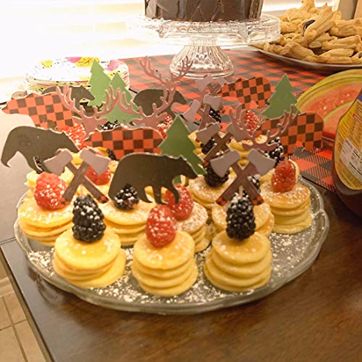 Lumberjack Baby Shower Set Banner Buffalo Plaid Rustic Hunter Theme It's A Boy Camping Bear Baby Shower Cake Topper Decorations Supplies Lumberjack Gender Reveal Banner