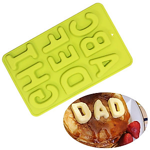 4 Pcs Silicone Numbers Alphabets Trays Molds, FineGood 26 letters & Numbers Candy Mould Biscuit Chocolate DIY Baking Pans Ice Cube Making Trays -green, brown, red, blue