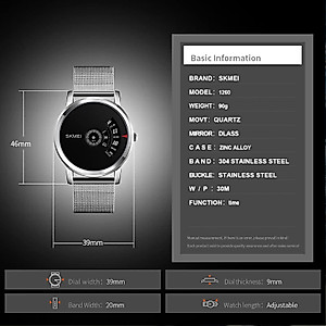 SKMEI Wrist Watch for Men, Cool Luxury Analog Watches for Men Unique Wristwatch Dress Business Mens Watches with Stainless Steel Band