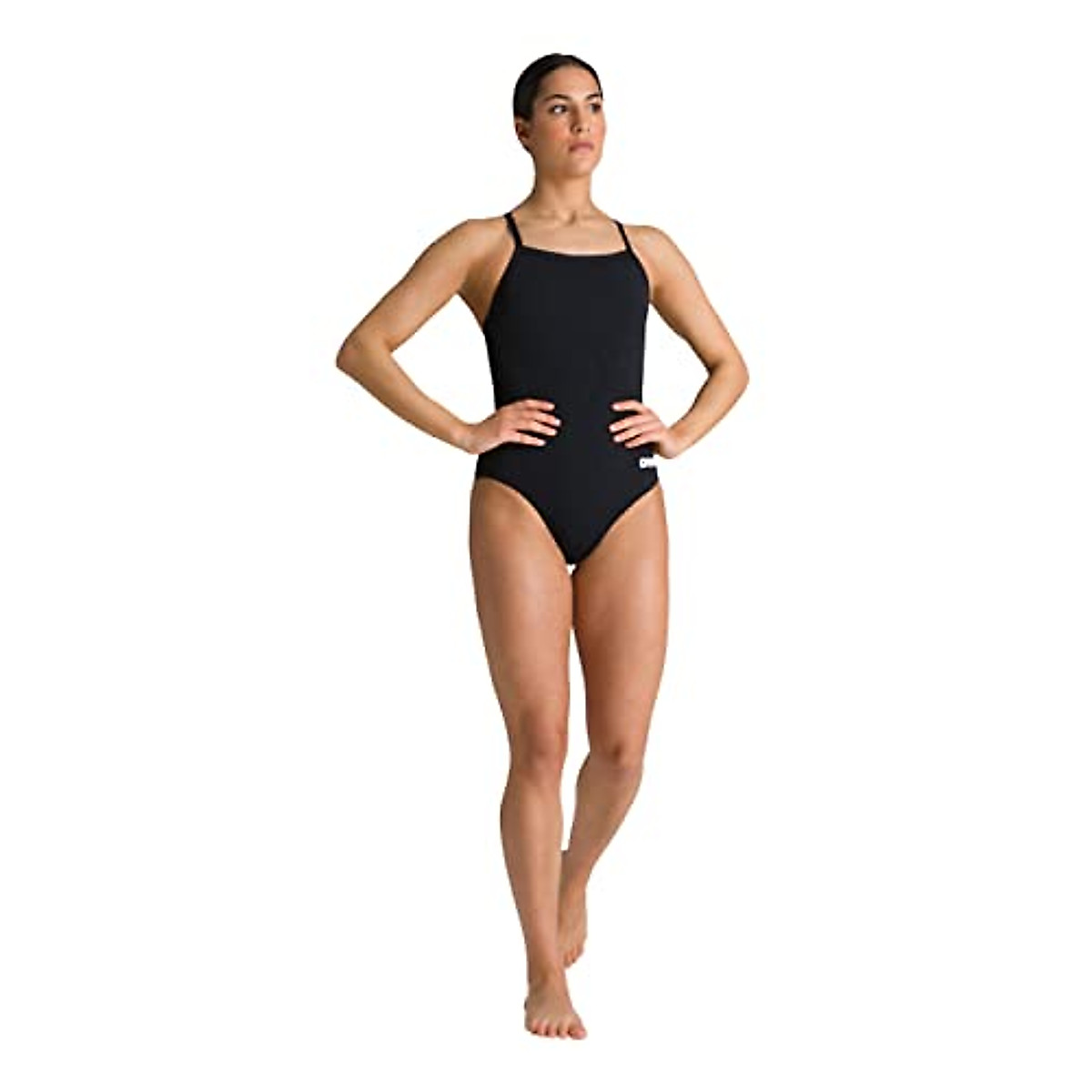 Arena Women's Standard Team Swimsuit Light Drop Solid Fl, Black-White, 36