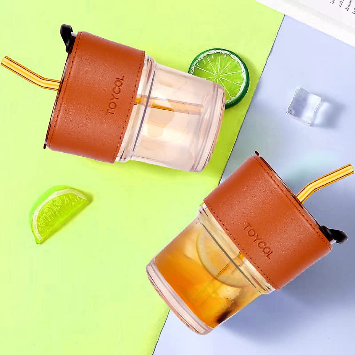 Portable Blender, Type-C Rechargeable Travel Juicer Cup + Glass Tumbler with Straw and Lid