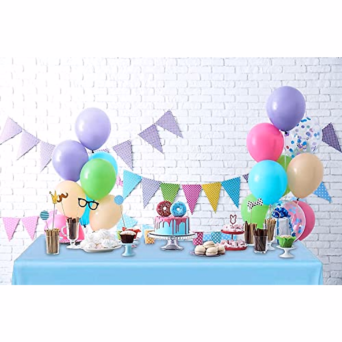 DecorRack 6 Pack Rectangular Tablecloths -BPA- Free Plastic, 54 x 108 inch, Dining Table Cover Cloth, Light Blue (6 Pack)