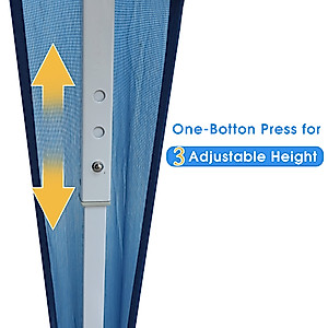 10 x 10 FT Pop Up Canopy Tent, Foldable & Adjustable Height, Stable Steel Frame Easy Set-up Outdoor Tent, Portable Carrying Bag, for Parties, Picnics & Camping, Blue