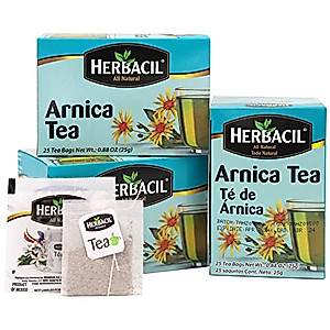 Herbacil Arnica Tea, Caffeine-Free, 3-Pack, 0.88 Oz, 25 Tea Bags per Box (75 Tea Bags)