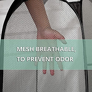 Popup Laundry Hamper,Foldable Mesh Laundry Basket with Durable Handle,Easy to Open and Fold for Dorm, Laundry Room, Bedroom, RV(Black)…