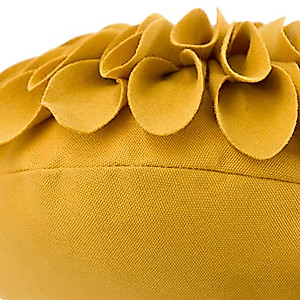 JWH Stereo Flower Throw Pillow Cover Aesthetic Decorative 3D Sunflower Accent Pillow Case Round Cushion Handmade Mustard Pillowcase for Car Bed Couch Bedroom Chair 12 Inch Yellow