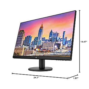 HP P27v G4 27 Inch IPS FHD 1920x1080 Monitor Bundle with HDMI, Low Blue Light, Mini Bluetooth Speaker for Professional Sound, Built-in Mic and Remote Shutter for Photos