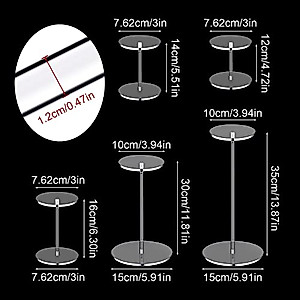 5Pcs Acrylic Hat Stand in Different Sizes Multifunctional Acrylic Display Riser Round Barbell Pedestal Clear Acrylic Stand for Wig Watch Hat Cupcake Jewelry Display 4.72-13.87 in Height 3-3.94 in Dia