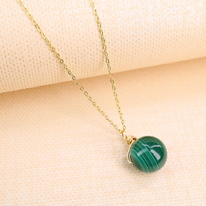 COAI 16mm Malachite Green Stone Pendant Necklace for Women