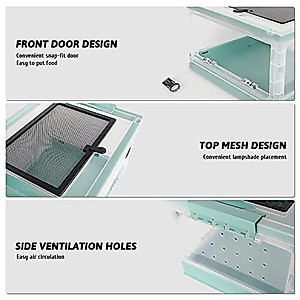 Hamiledyi Foldable Reptile Terrariums Kit, 6 PCS Gecko Tank Starter Kits Mini Transparent Lizard Habitat Cages for Iguana, Snake, Bearded Dragon, Tortoise, Chameleon 15.6" x 11.6" x 9.4" Blue