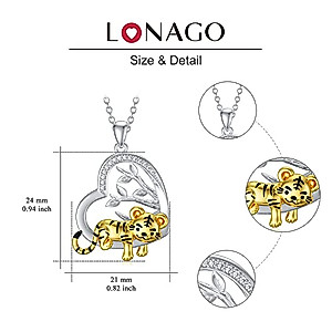 LONAGO Tiger Necklace 925 Sterling Silver Tree of Life with Cute Tiger Pendant Necklace Jewelry for Women