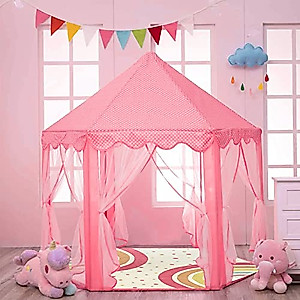 STARUIA Rainbow Rug for Baby Girls Bedroom,55"x47" Washable Area Rug for Princess Tent Castle,Hexagon Non-Slip Nursery Rug Ultra Soft Play Carpet for Kids Room Playpen Dorm