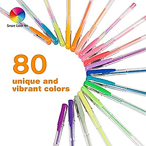Smart Color Art 160 Colors Gel Pens Set 80 Gel Pen with 80 Refills for Adult Coloring Books Drawing Painting Writing Doodling