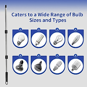 maytopia 12FT Light Bulb Changer for high Ceilings,Light Bulb Changer with Pole,High Reach Light Bulb Extension Pole Changer with Baskets and Suction Cup for Recessed Lights