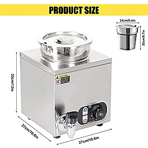 Commercial Countertop Food Warmer,1000W Electric Food Warmer,14L Stainless Steel Countertop Soup Pot,Professional Soup Warmer Heat Preservation Machine for Chocolate, Cheese, Pearl