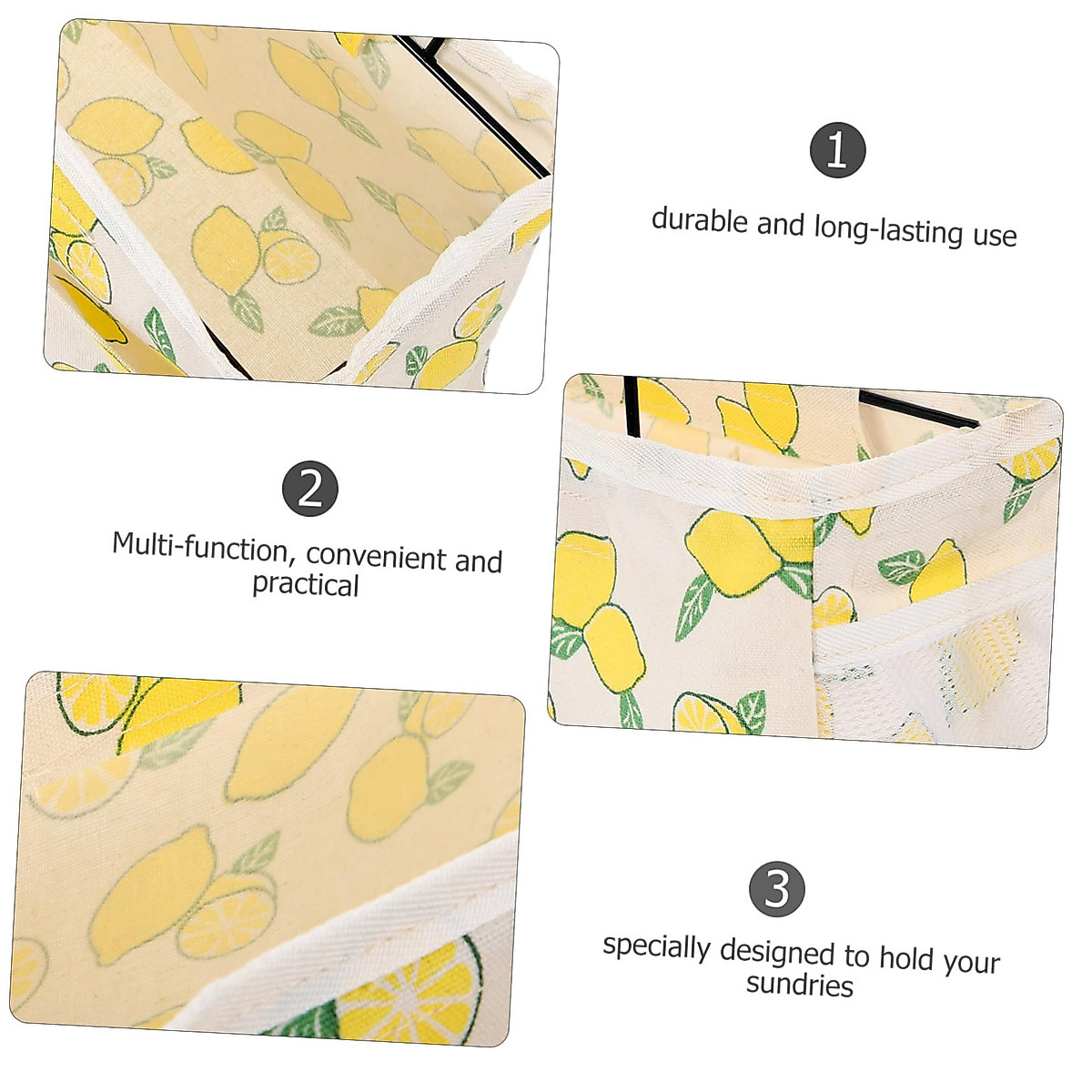 Lemon Bedside Cotton Linen Hanging Storage Bag Bed Storage Pocket Organizer Pouch Diaper Stacker for Bed Crib Craddle Baby Clothes Organizer