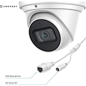 Amcrest 4K POE Camera AI Human/Vehicle Detection, UltraHD 8MP Outdoor Security Turret POE IP Camera, 3840x2160, Wide Angle, IP67 Weatherproof, MicroSD, Built in Mic, White (IP8M-T2669EW-AI)