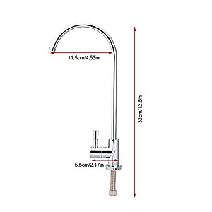 1/4'' Stainless Steel Faucet Tap Drinking Water Purifier Filter Chrome Reverse Osmosis for Clean Drinking Water