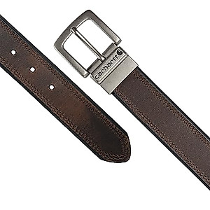 Carhartt Men's Casual Rugged Oil Finish Reversible Belts, Brown/Black, 46