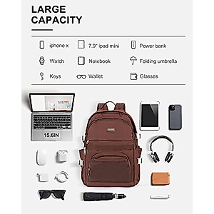 VGOCO School Backpack for Women Mens, Casual Travel Daypack,Waterproof Rucksack with laptop compartment Business Casual Daypack for Hiking for Women Men Coffee