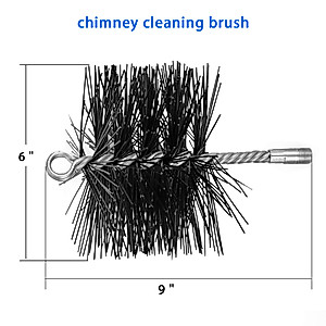 Stanbroil 6 Inch Round Chimney Cleaning Brush with 1/4" NPT Fitting for Insulated Chimneys, Stainless Steel or Metal Stove Pipes- Works with Most Chimney Rod Sets
