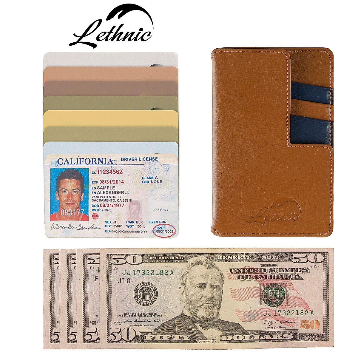 Lethnic RFID Thin Wallet For Men, Women - Unique Color-Mixed Genuine Leather (Brown)