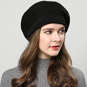 French Style Beret Hats for Women Knit Artist Hats Classic Solid Color Warm Beanie Hat