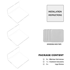 XBELMBER Small Adhesive Wall Shelves, 3-Pack Small Floating Shelf, 4-Inch Acrylic Display Ledges for Pop Figures, Mini Wall Decor, Plant, Compact Style No Drill Shelf - Clear