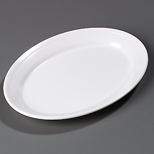 Carlisle FoodService Products 4356002 Dallas Ware Melamine Oval Platter Tray, 12" x 8.50", White (Pack of 24)
