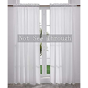 Yancorp Non-See-Through Velvet Opaque Privacy Curtains 2 Panels Drapes for Living Room Bedroom Doorway Divider Semi Sheer Curtain White 45 inches Kitchen Window Panels (White, W33 xL45)