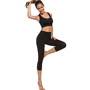 TOBWIZU Racerback Sports Bras for Women Plus Size Seamless Padded Activewear Bras for Workout Yoga Gym Comfy Sleep Everyday Bra Black