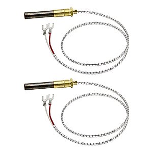RURBRIN (2PCS) 24” 750mv Thermopile Generators Q313A Fit for Heat Glo Heatilator, 750 Millivolt Fireplace Thermocouple, Fit for Stove Gas Ovens/Gas Fireplace/Water Heater/Frying Furnace (Aluminum)