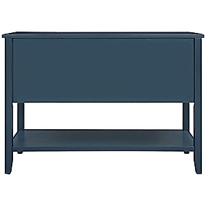 Merax Farmhouse Entryway Console Sofa Table for Living Room, Sofa Table with Storage Drawers and Shelf for Dining Room, Wood Narrow Kitchen Sideboard Cabinet with Door, Antique Navy