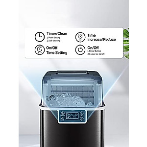 Kndko Ice Makers Countertop, 2,000 pcs/45 lbs/Day,2 Way Filling,Self-Cleaning,6 Gears Ice Size Control,24H Timer, ice Machine Maker countertop for Home Outdoor RV