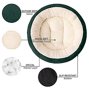 Love's cabin Round Donut Cat and Dog Cushion Bed, 20in Pet Bed for Cats or Small Dogs, Anti-Slip & Water-Resistant Bottom, Super Soft Durable Fabric Pet beds, Washable Luxury Cat & Dog Bed Green