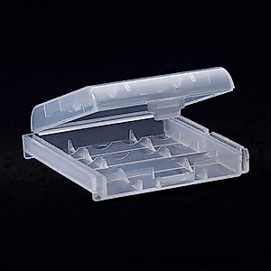 HOMEFUNTIME Battery Case AA/AAA Battery Holder Container Compact Portable Organizer Storage Case Insulative Plastic Clear Protective Battery Case for Travelling/Home/Office/School/Garage(4 PCS)